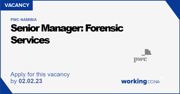 PWC Namibia: Senior Manager: Forensic Services, Windhoek - Working.co.na